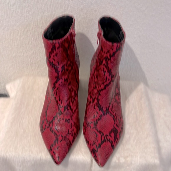 Bar III | Shoes | Red And Black Snakeskin Booties 2 Inch Heel Pointed ...